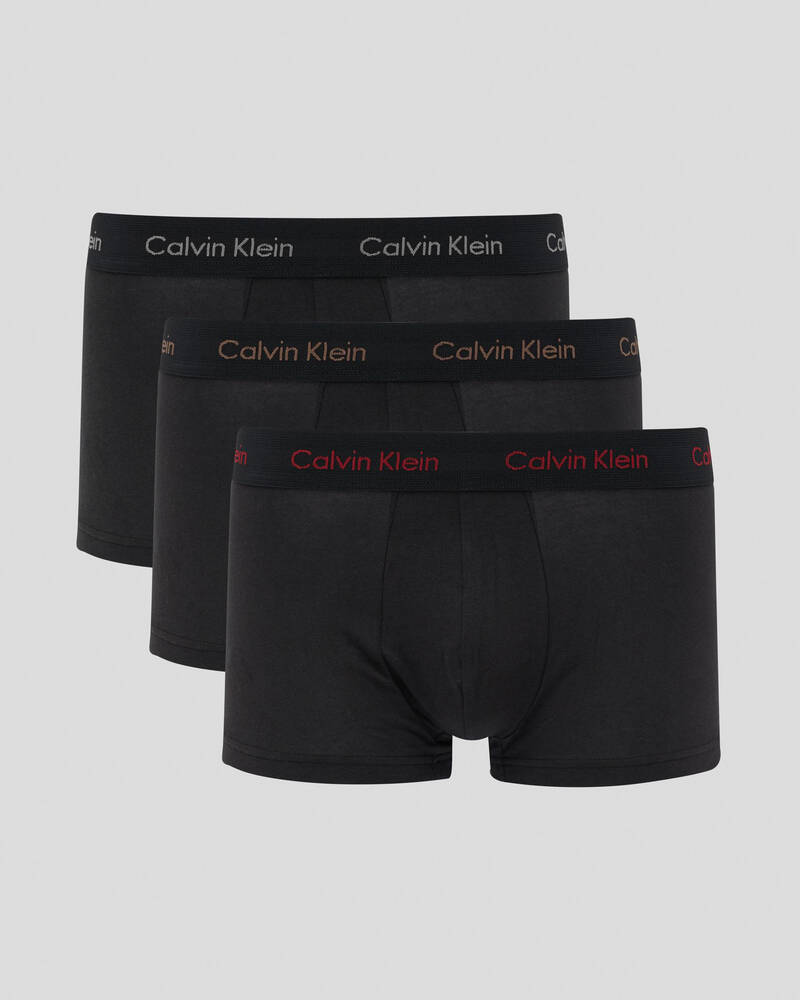 Shop Calvin Klein Cotton Stretch Low Rise Trunks 3 Pack In Multi - Fast ...