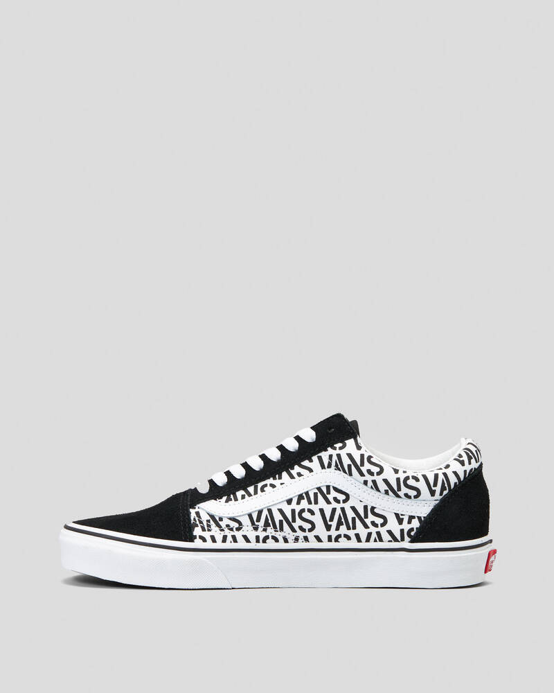 Shop Vans Womens Old Skool Shoes In Vans Logo Black/true White - Fast ...