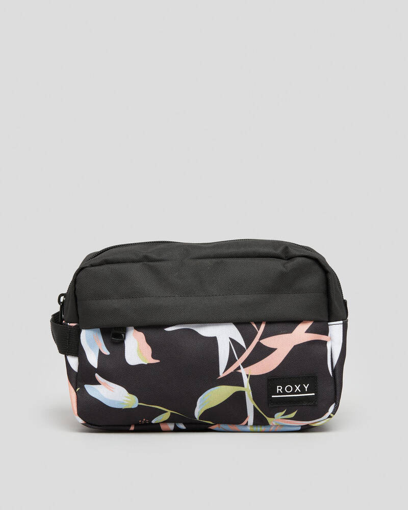 Shop Roxy Beautifully Makeup Case In Anthracite Hibiscus Wave Swim ...