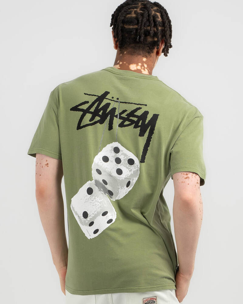 Shop Stussy Fuzzy Dice T-Shirt In Pigment Artichoke - Fast Shipping ...