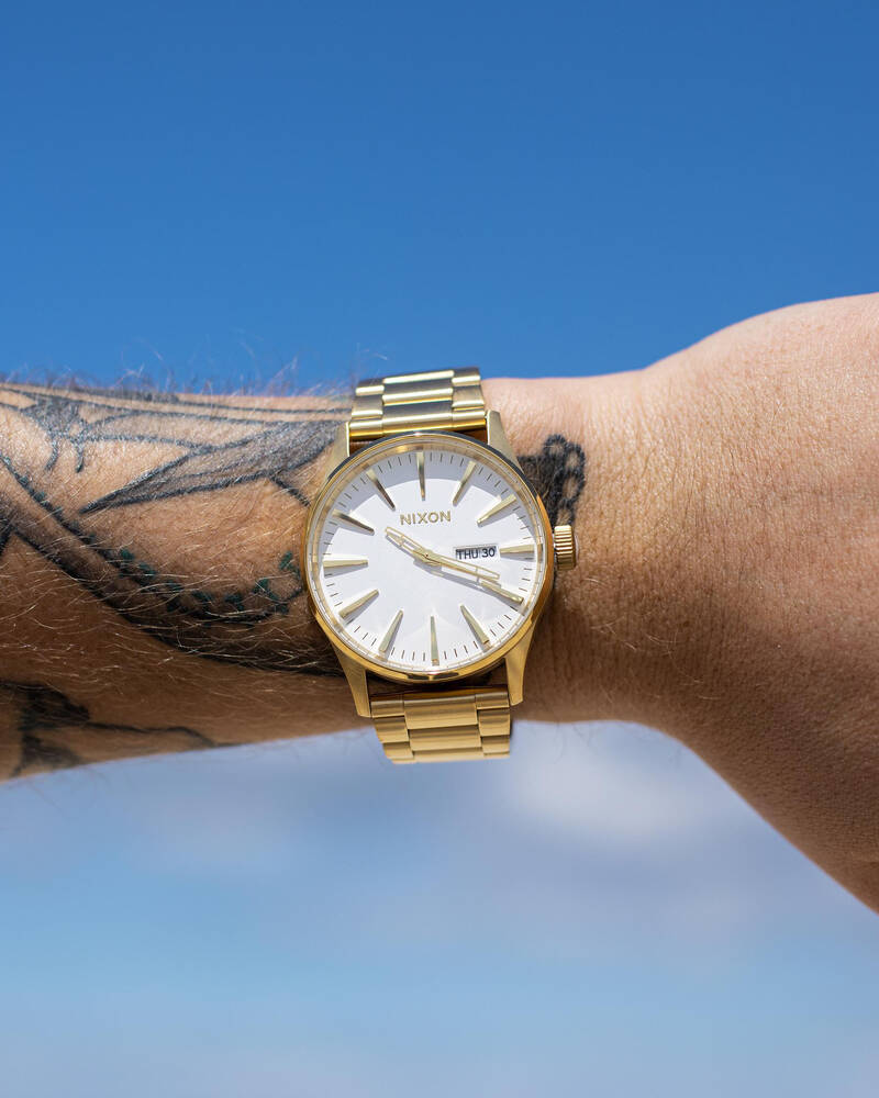Shop Nixon Sentry SS Watch In All Gold/white - Fast Shipping & Easy ...
