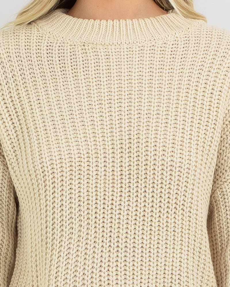 Shop Roxy Coming Home Knit Jumper In Tapioca - Fast Shipping & Easy ...