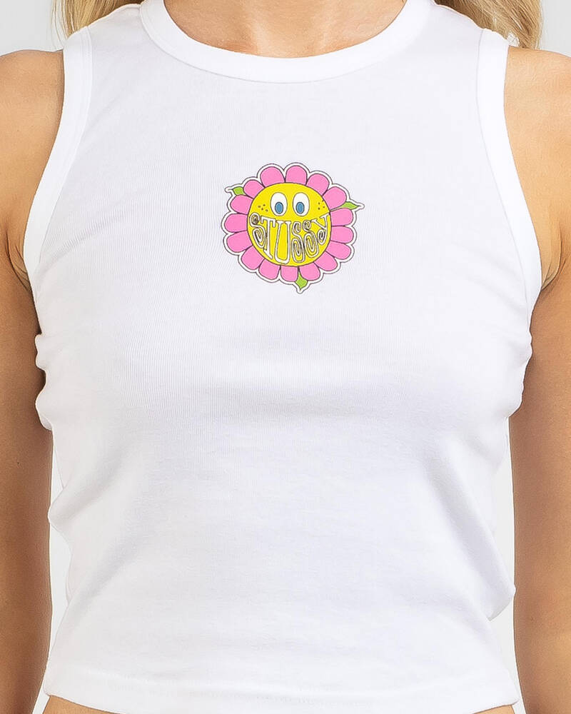 Shop Stussy Happy Flower Tank Top In White - Fast Shipping & Easy ...