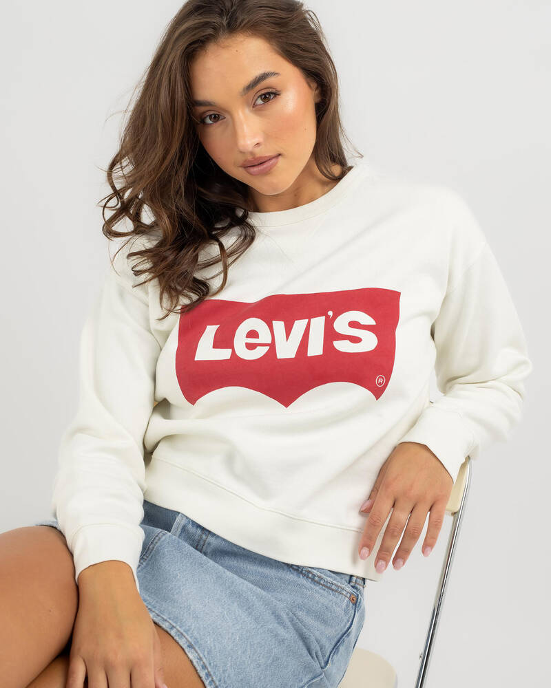 Shop Levi's Graphic Signature Crew Jumper In Crew Wonky Bw Cloud Dancer ...