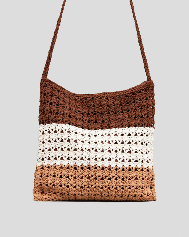 Shop Mooloola Mocha Macrame Bag In Tan/cream/brown - Fast Shipping ...