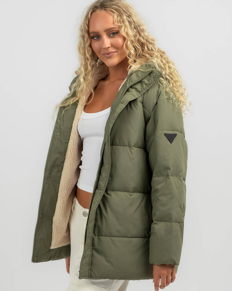 Roxy Ocean Ways Hooded Jacket In Deep Lichen Green - Fast Shipping ...