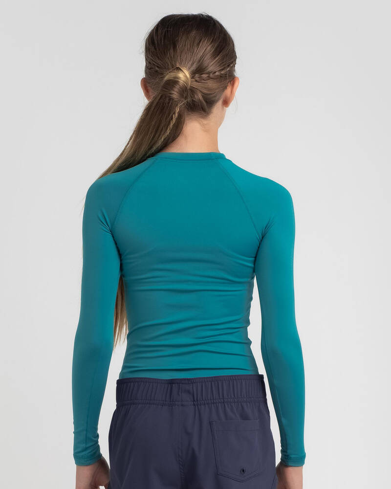Shop Roxy Girls' Beach Classics Long Sleeve Rash Vest In Pagoda Blue ...