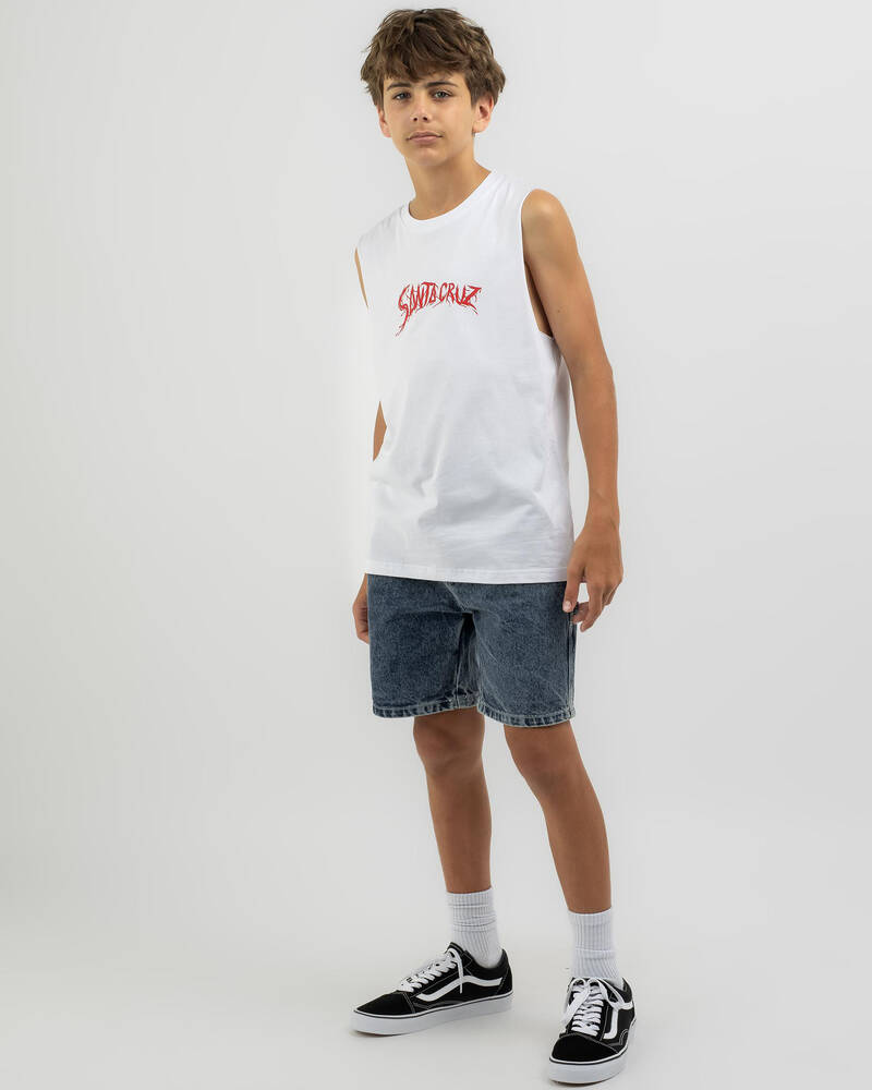 Shop Santa Cruz Boys' Bone Slasher Muscle Tank In White - Fast Shipping ...