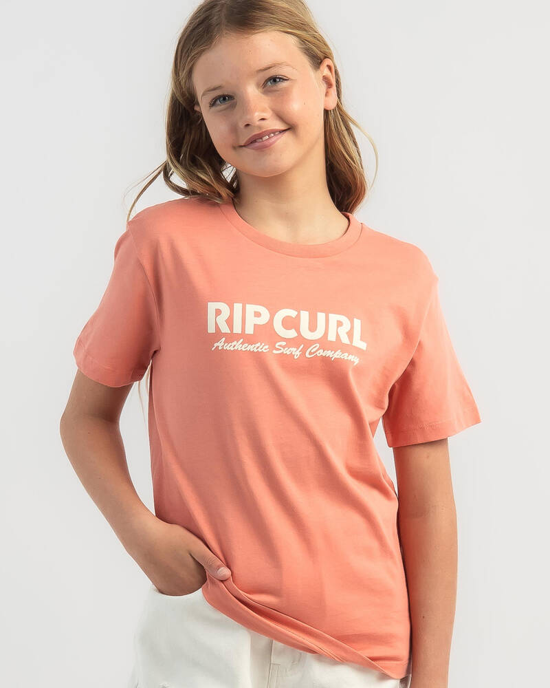 Shop Rip Curl Girls' Surf Spray Standard T-Shirt In Coral - Fast ...