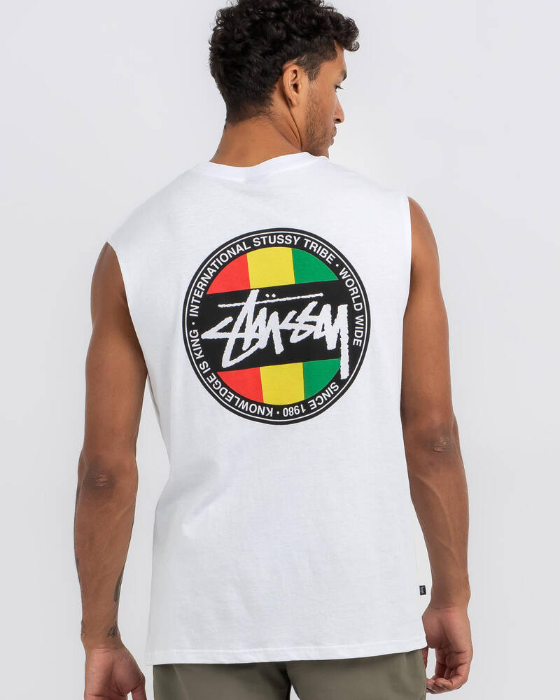 Shop Stussy Rasta dot Muscle Tank In White - Fast Shipping & Easy ...