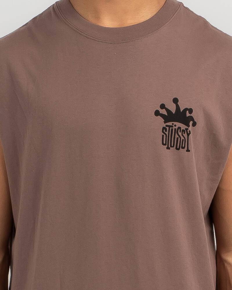 Shop Stussy Jester Crown Muscle Tank In Chocolate - Fast Shipping ...