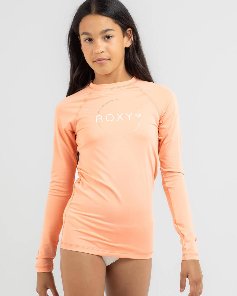 Shop Roxy Girls' Beach Classics Long Sleeve Rash Vest In Papaya Punch - Fast Shipping & Easy ...