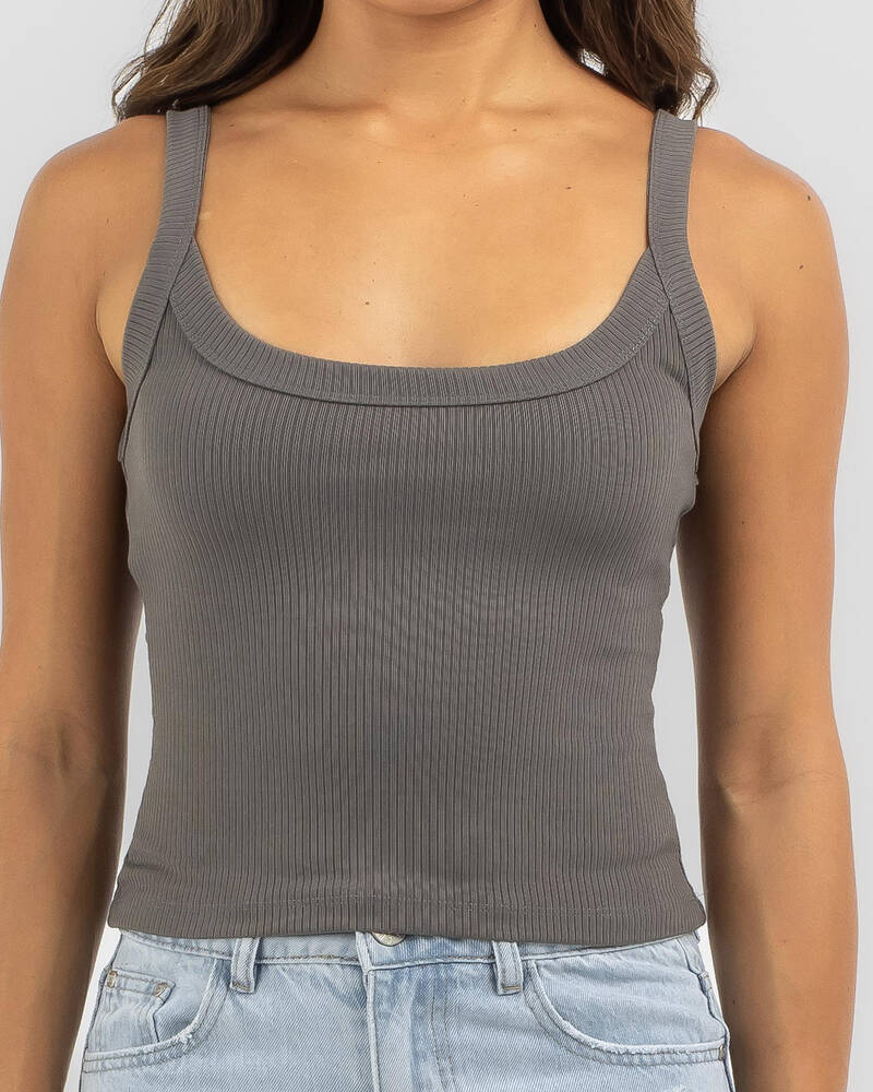 Shop Ava And Ever Ayla Basic Rib Tank Top In Charcoal - Fast Shipping & Easy Returns - City ...