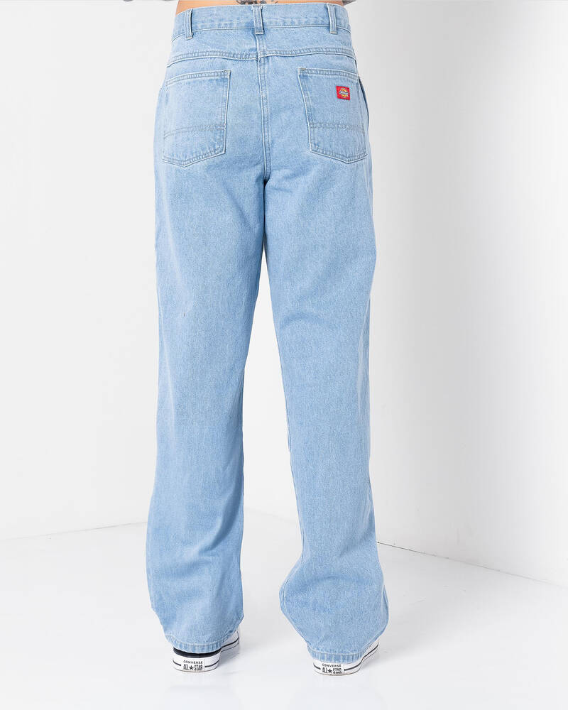 Shop Dickies Relaxed Straight Fit Denim Jeans In Light Indigo - Fast ...