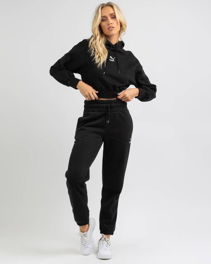 Shop Puma Classics Crop Hoodie In Puma Black - Fast Shipping & Easy ...