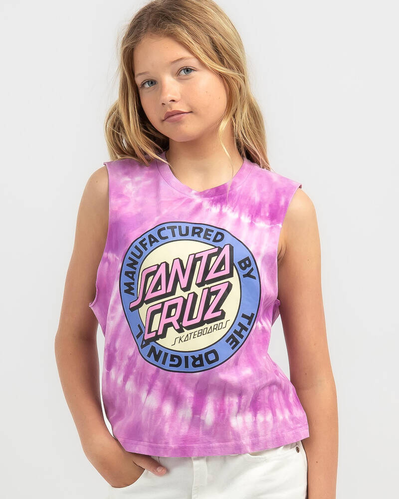 Shop Santa Cruz Girls' MFG Dot Front Tank Top In Pale Pink Tie Dye ...