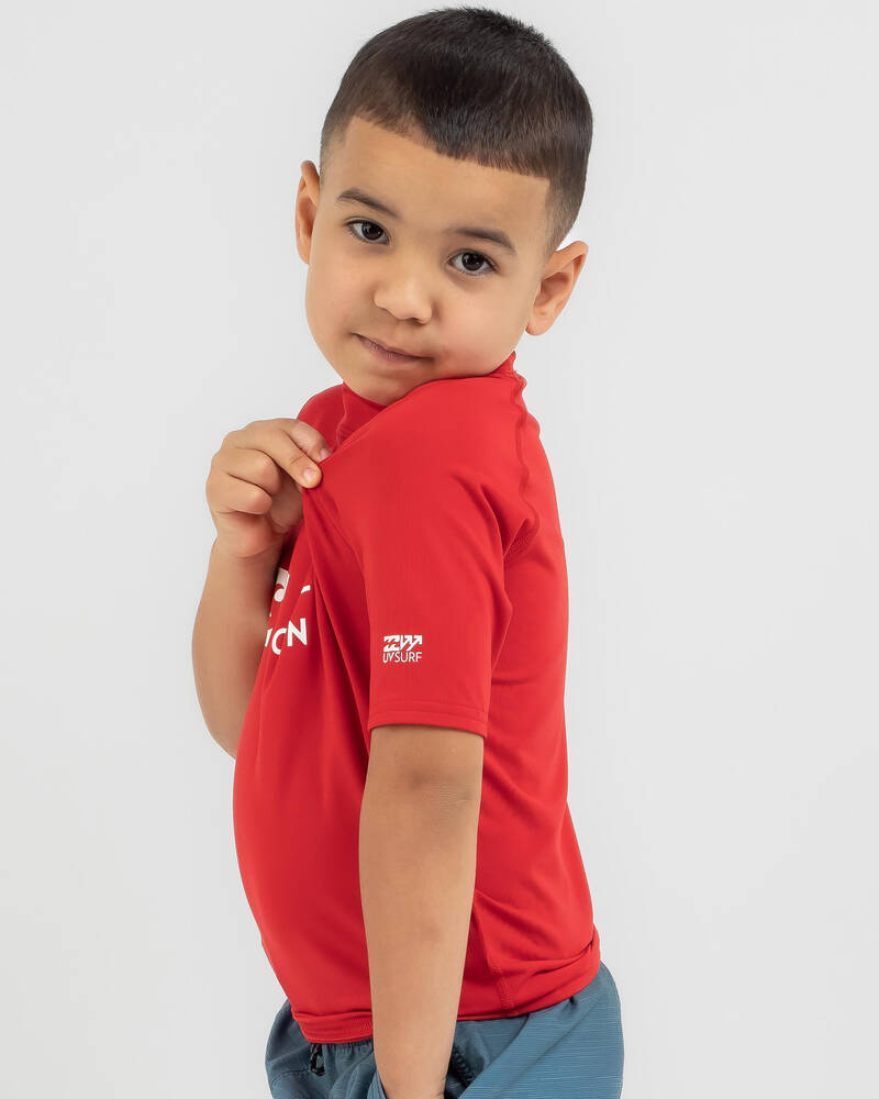 Shop Billabong Toddlers' Union Short Sleeve Rash Vest In Red - Fast ...