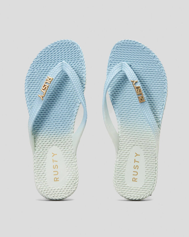 Shop Rusty Girls' Palm Springs Thongs In Glacial Blue/ballard Blue ...