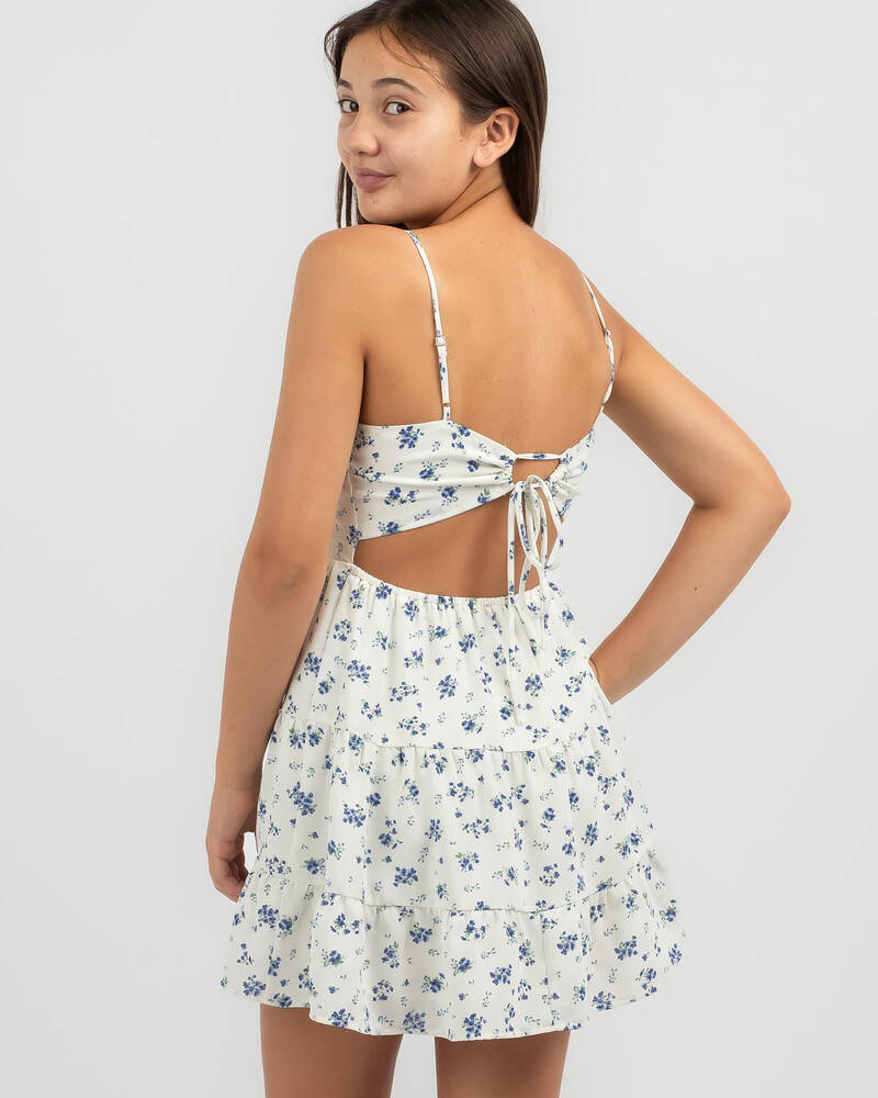 Shop Mooloola Girl's Kora Dress In Blue Floral - Fast Shipping & Easy ...