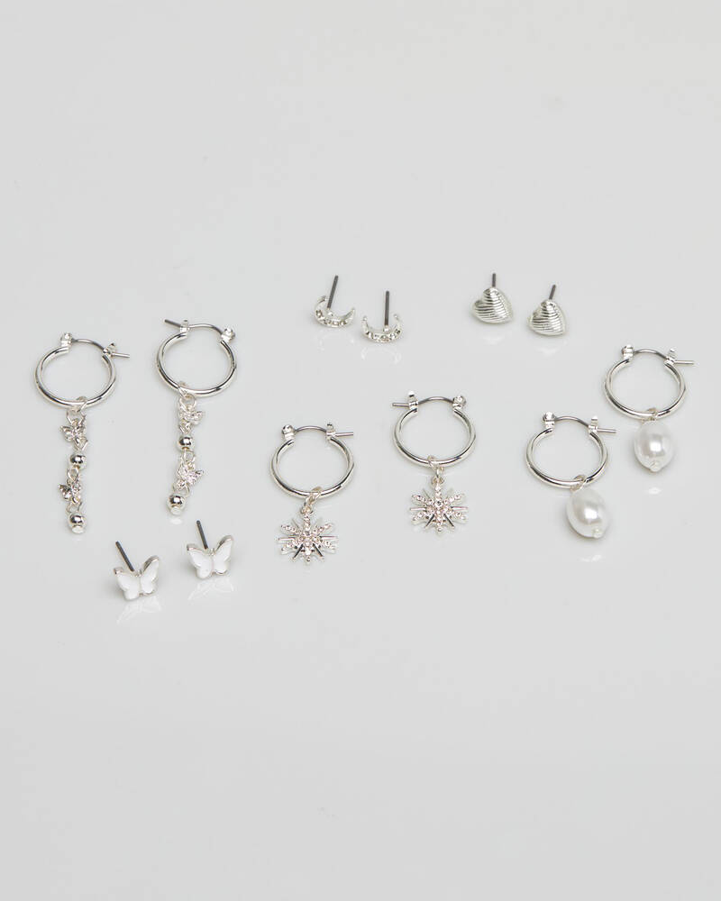 Shop Karyn In LA Leila Earring Pack In Shiny Silver - Fast Shipping ...