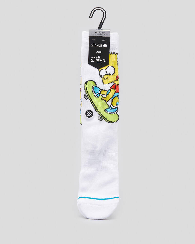 Shop Stance Bart Simpson Crew Socks In White - Fast Shipping & Easy ...