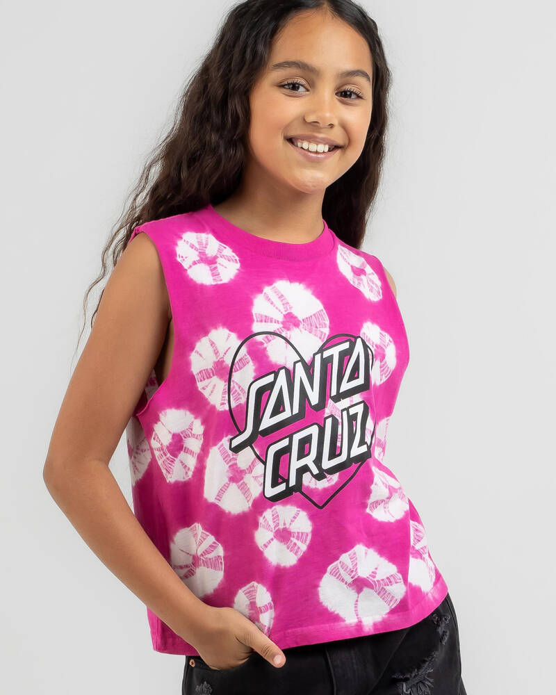 Shop Santa Cruz Girls' Gradient Heart Tank Top In Orchid Tie Dye - Fast ...