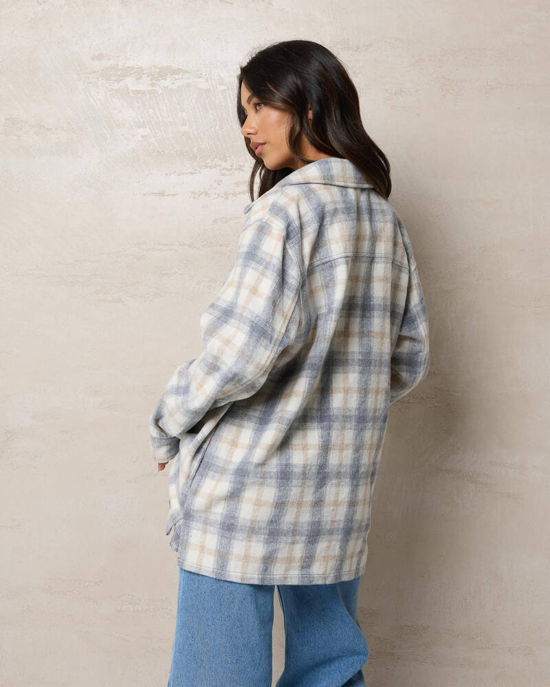 Shop Ava And Ever Ricky Shacket In Beige/grey - Fast Shipping & Easy ...