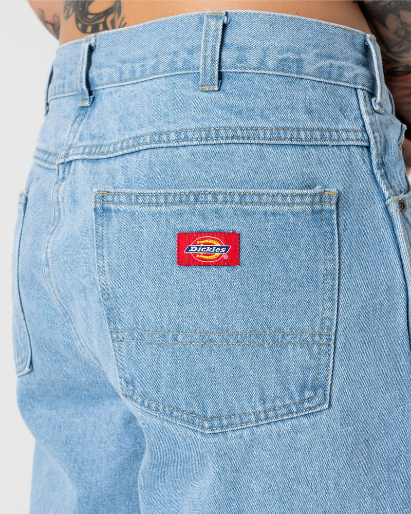 Shop Dickies Relaxed Straight Fit Denim Jeans In Light Indigo - Fast ...
