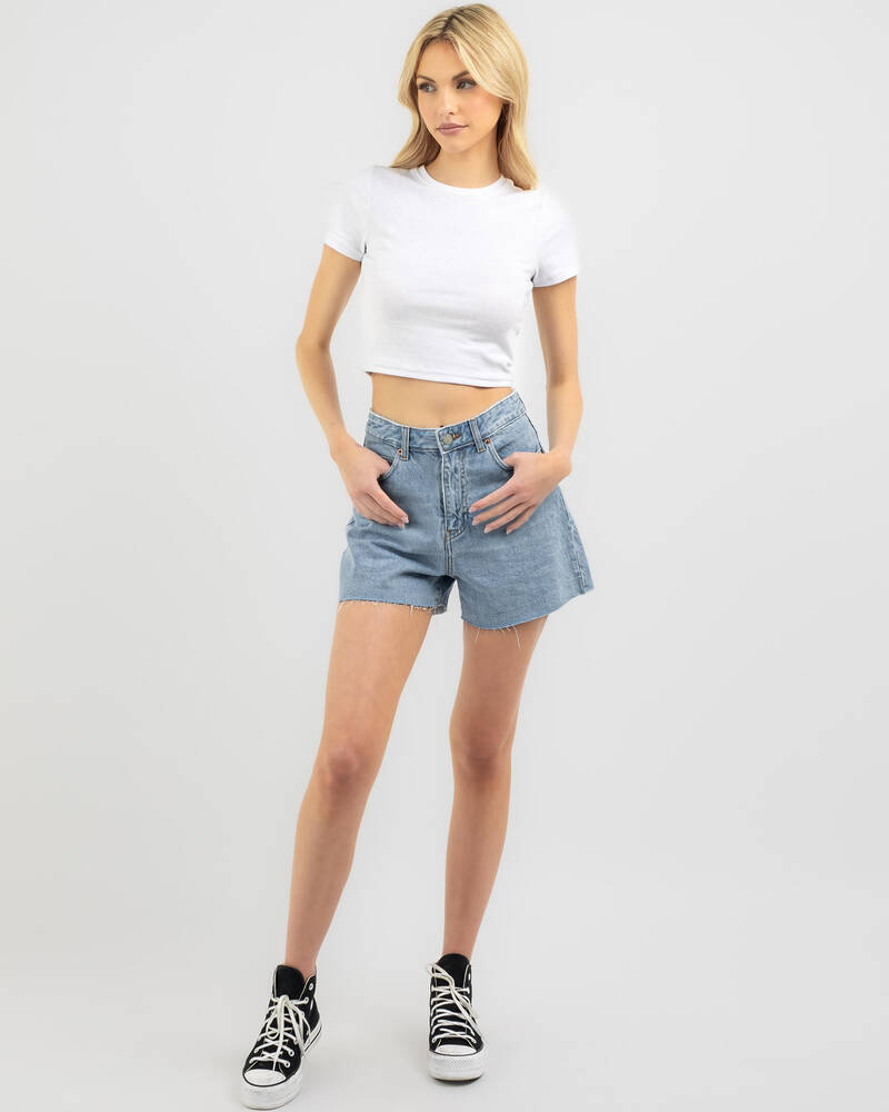 Shop Dr Denim Nora Shorts In Empress Light Blue - Fast Shipping & Easy ...