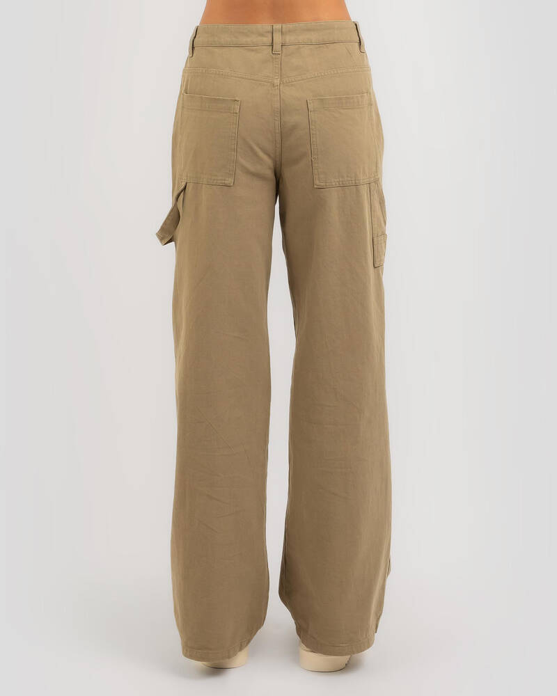 Shop Rusty Billie Mid Rise Carpenter Pants In Khaki - Fast Shipping ...