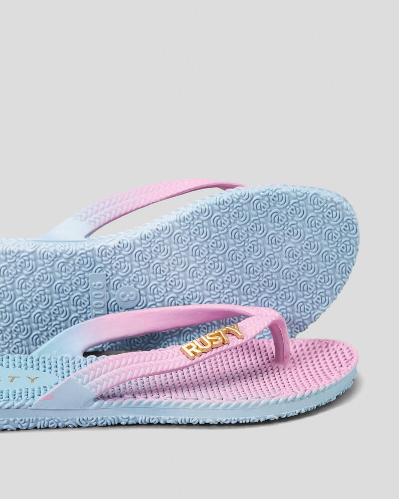 Shop Rusty Girls' Palm Springs Thongs In Fondant Pink/glacial Blue ...