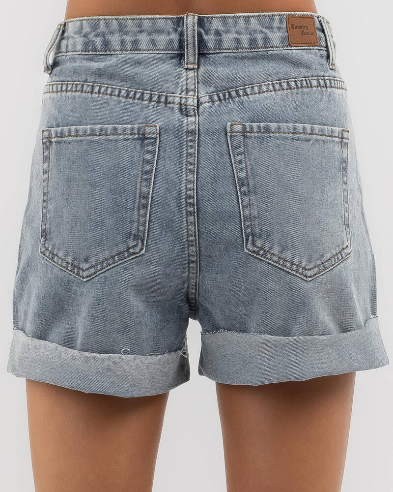 Shop Country Denim Alaska Denim Shorts In Light Blue - Fast Shipping ...