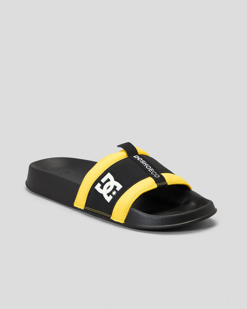 Shop DC Shoes Lynx Slides In Black/black/yellow - Fast Shipping & Easy ...