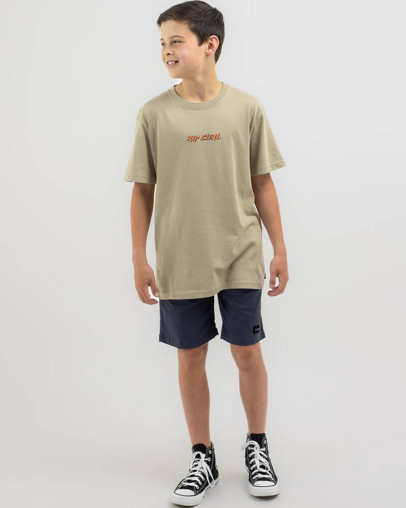 Shop Rip Curl Boys' Shred Rock Gnaraloo T-Shirt In Taupe - Fast ...