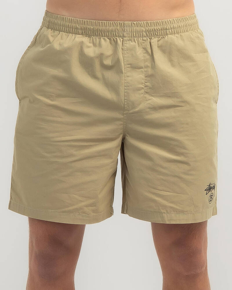 Shop Stussy Basic Stock Beach Shorts In Khaki - Fast Shipping & Easy ...