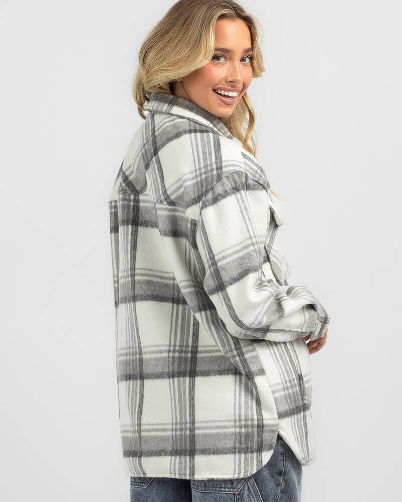 Shop Ava And Ever Jasper Shacket In Cream/blk-grey - Fast Shipping ...