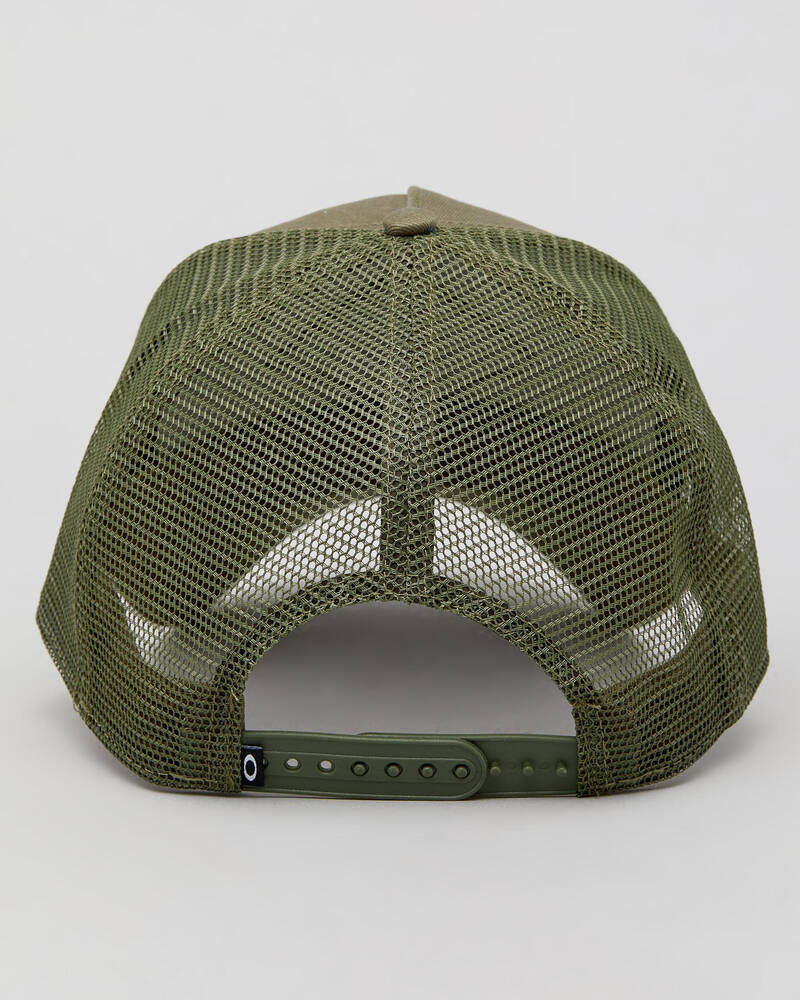 Shop Oakley Fracture Trucker Cap In Worn Olive - Fast Shipping & Easy ...