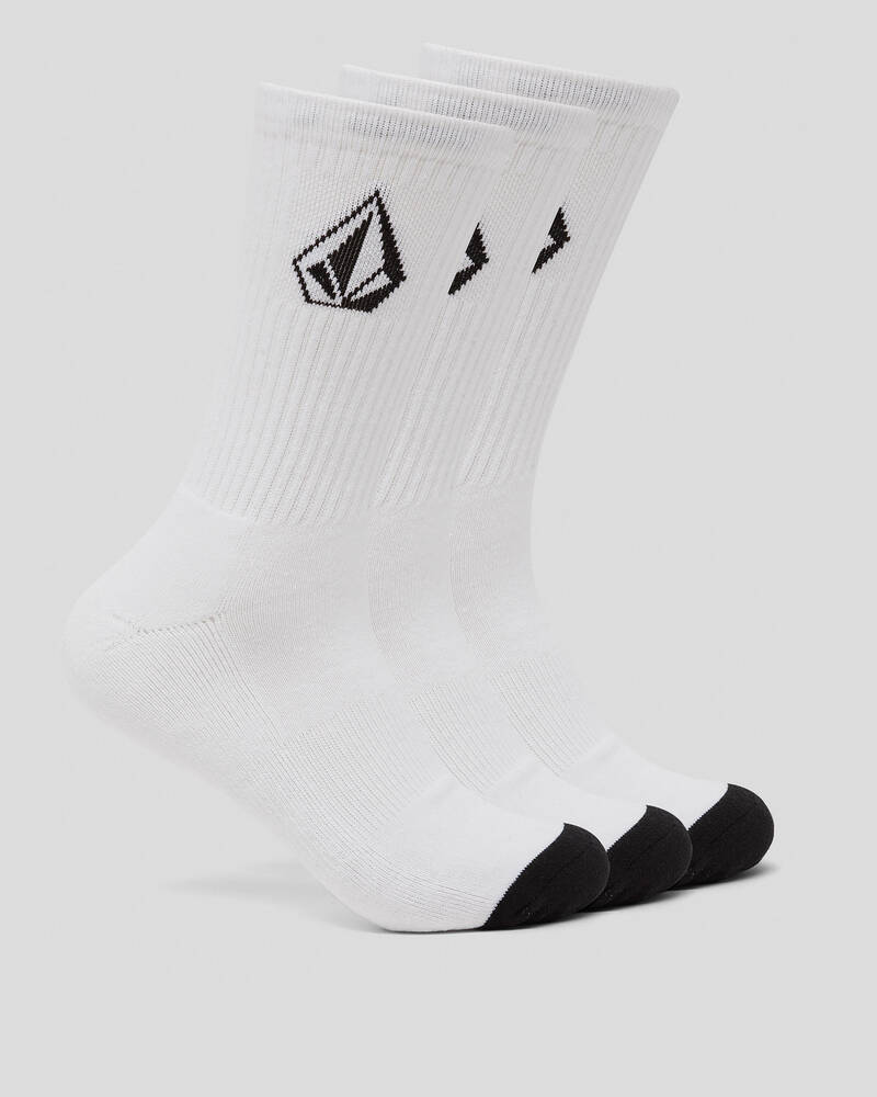 Shop Volcom Full Stone Crew Recycled 3 Pack Socks In White - Fast ...