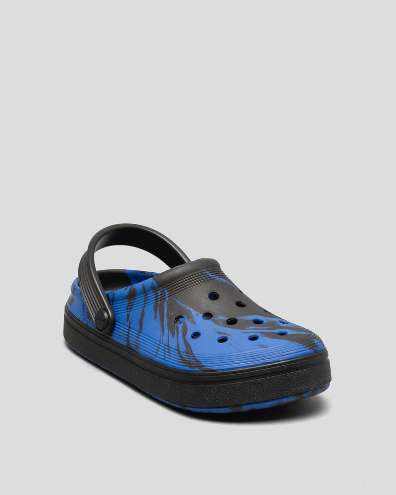 Shop Crocs Kids' Crocband Marbled Clogs In Black/blue Jean - Fast ...