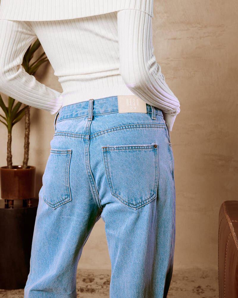 DESU Alice Straight Leg Jeans In Mid Blue - FREE* Shipping & Easy ...