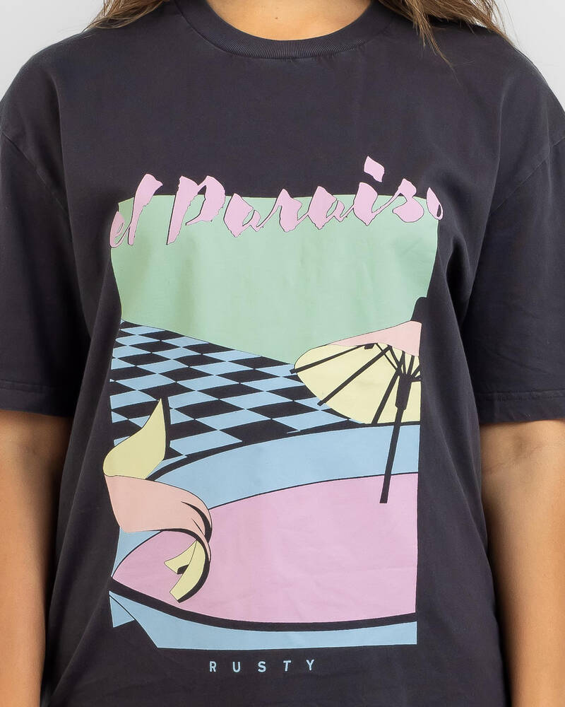 Shop Rusty El Paraiso Oversized T-Shirt In Black - Fast Shipping & Easy ...