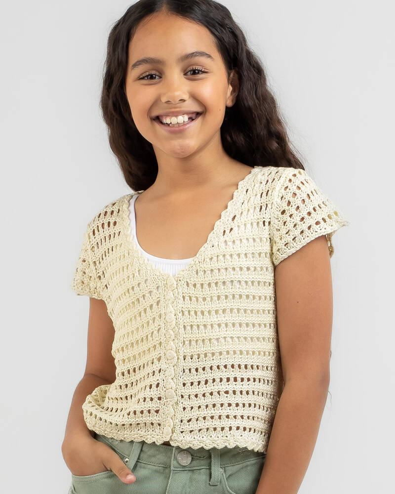 Shop Mooloola Girls' Burleigh Crochet Top In Seashell - Fast Shipping ...