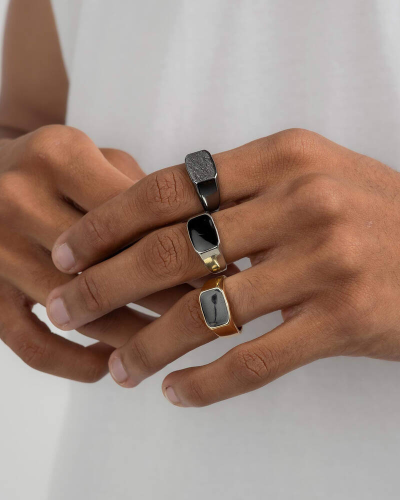 Shop REPUBLIK 3 Pack Blackstone Ring In Black - Fast Shipping & Easy ...