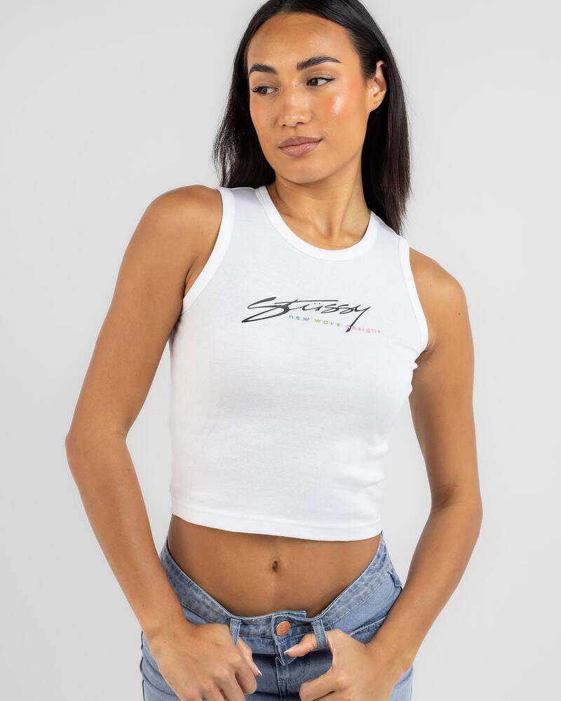 Shop Stussy New Waves Designs Tank Top In White - Fast Shipping & Easy ...