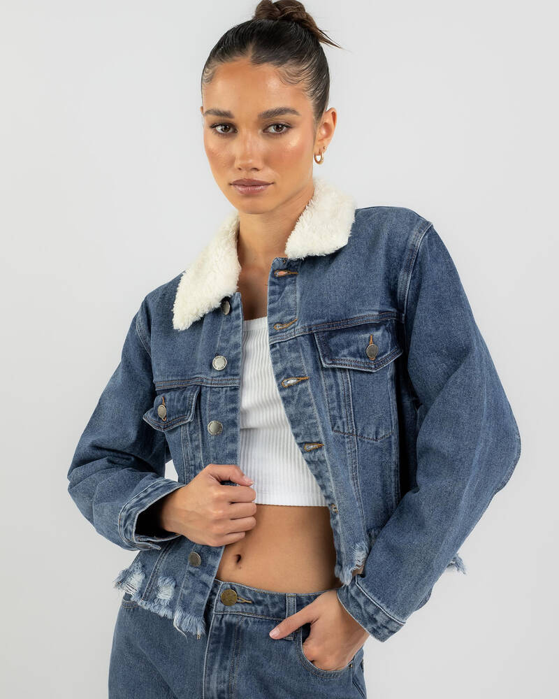Shop Country Denim Quinn Denim Jacket In Mid Blue - Fast Shipping ...