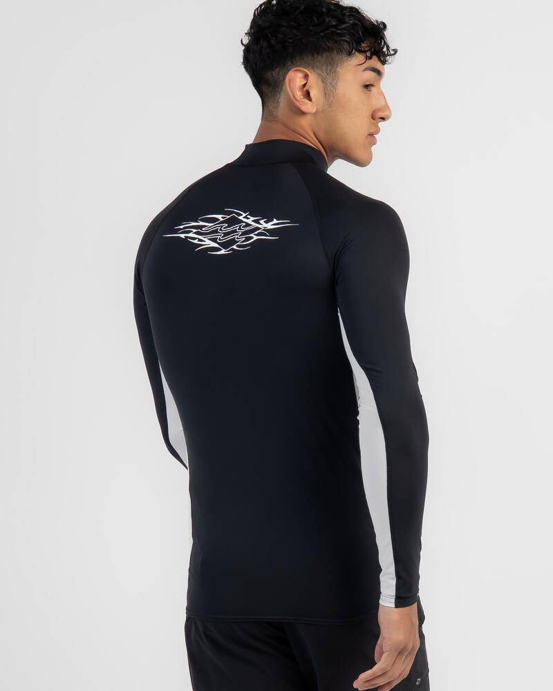 Shop Billabong Jimmy Contrast Rash Vest In Black White - Fast Shipping ...