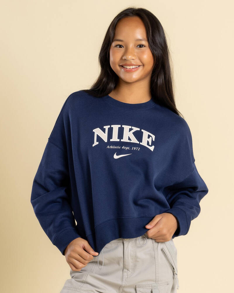 Nike Girls' Sportswear Trend Sweatshirt In Midnight Navy - Fast ...