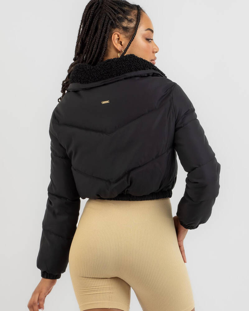 Shop Mooloola Avalon Puffer Jacket In Black/black - Fast Shipping ...