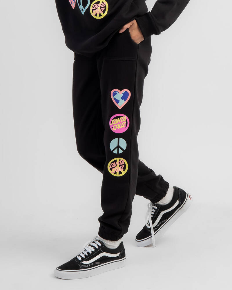 Shop Santa Cruz Girls' Peace Dots Track Pants In Black - Fast Shipping ...