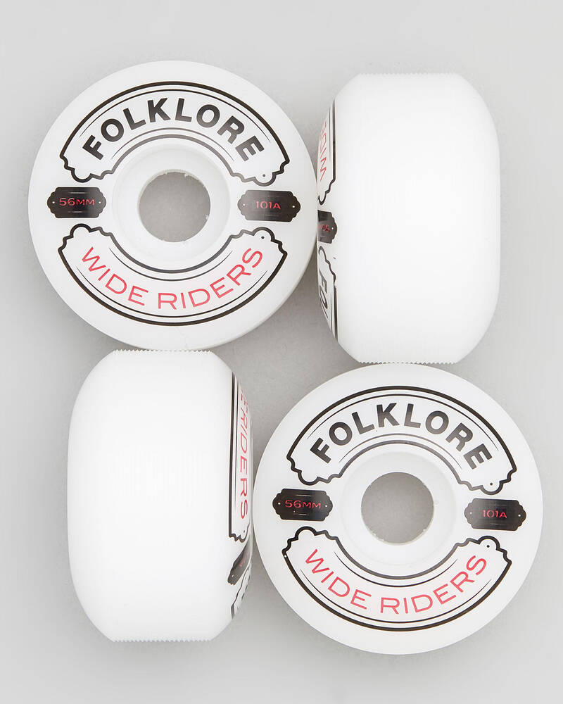 Shop Folklore Wide Rider 56mm Skateboard Wheels In White - Fast ...